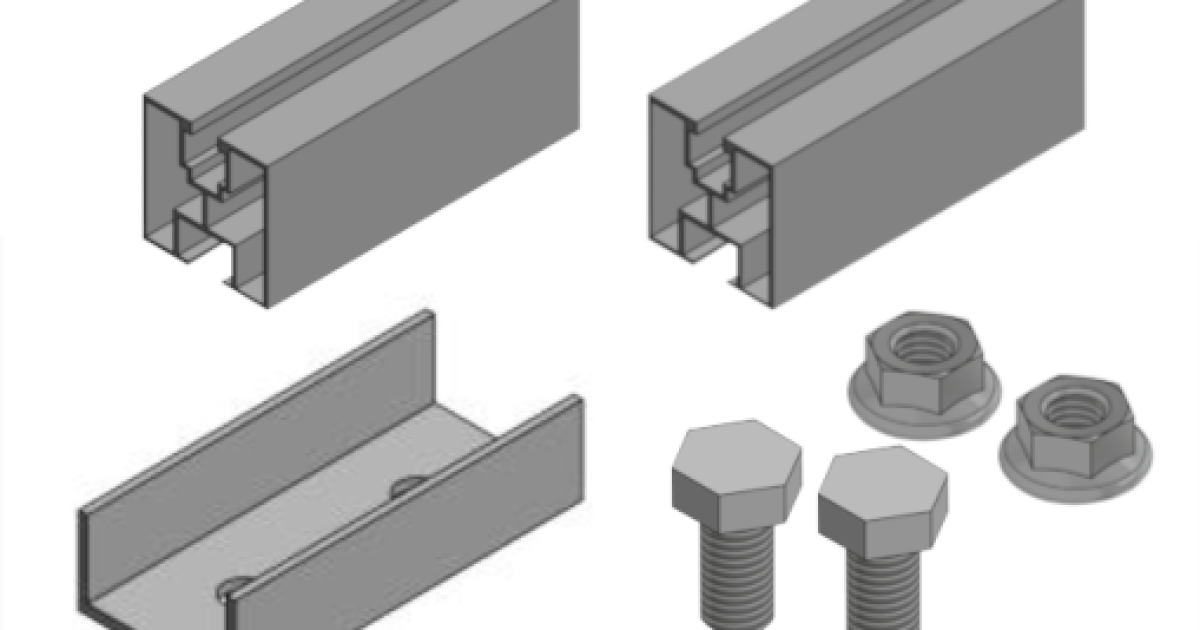 Solar panel mounting set (2x Alu. profiles, 2500mm; profile connector ...